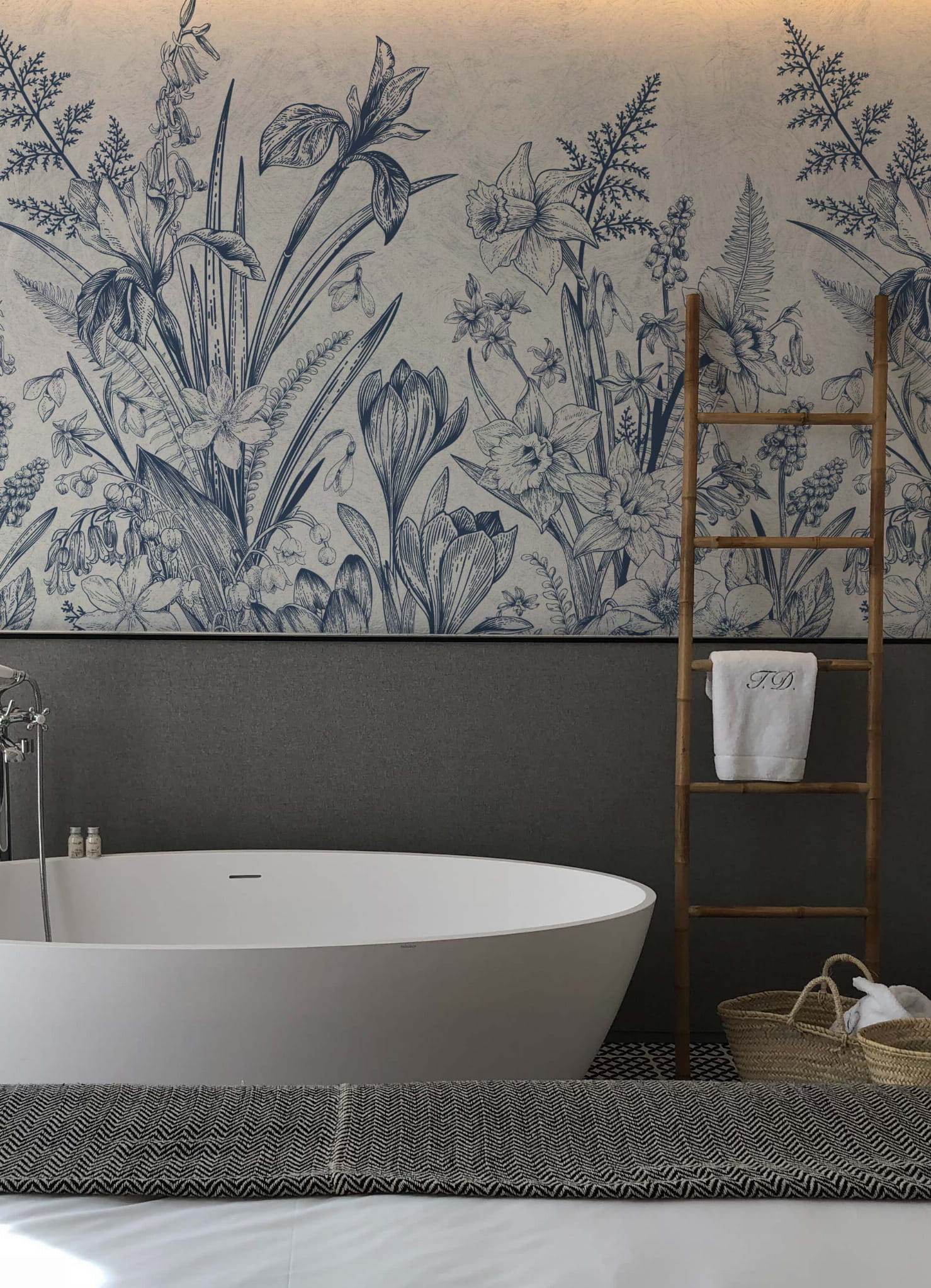 Wallpaper Floral collar blue - Bluebird Design